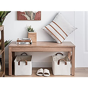 StorageWorks Storage Bins For Shelves With Metal Frame, Rectangle Storage Baskets, Beige, 2-Pack