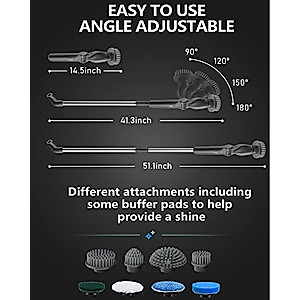 Cordless Electric Spin Scrubber,Electric Shower Cleaning Brush as Household Gifts,Telescoping Long Handled Shower Scrubber,Electric Power Scrubber for Cleaning Bathroom,Bathtub,Floor,Grout,Tile