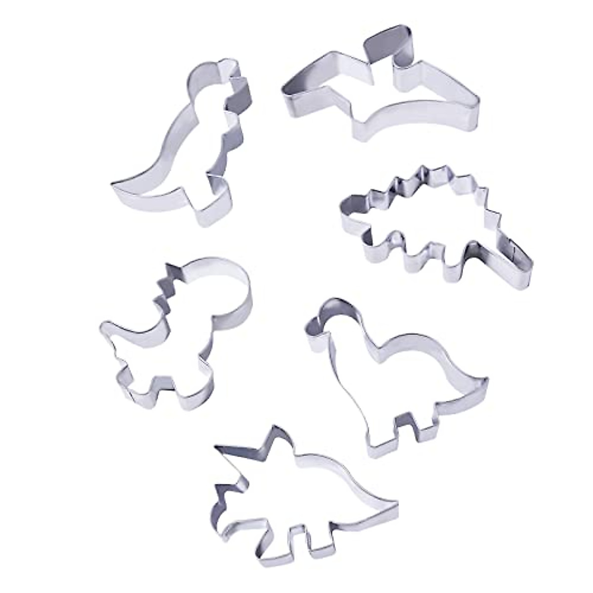 Dinosaur Cookie Cutters,hitsuki Stainless Steel Cookie Cutter Metal Cookie Cutters Fun Dino Cookie Cutters,Dinosaur Cookie Cutters for Kids Dinosaur Pancake Molds,6 Pcs