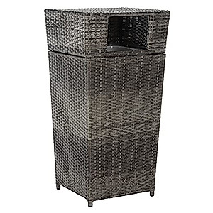 SAFAVIEH Outdoor Collection Mazeli Grey Brown Woven Square Lid Trash Bin (Fully Assembled) PAT7512C