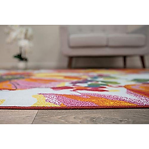Modern Bright Flowers Non-Slip (Non-Skid) Area Rug 8 x 10 (7' 10" x 10') Multi