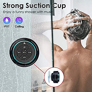 XLEADER Shower Speaker, IPX7 Certified Waterproof Bathroom Speaker, Girl Women Kids Shower Gift, SoundAngel Mate 5W Bluetooth Speaker with Suction Cup Mic, Mini Wireless Speaker for iPhone iPad Pool