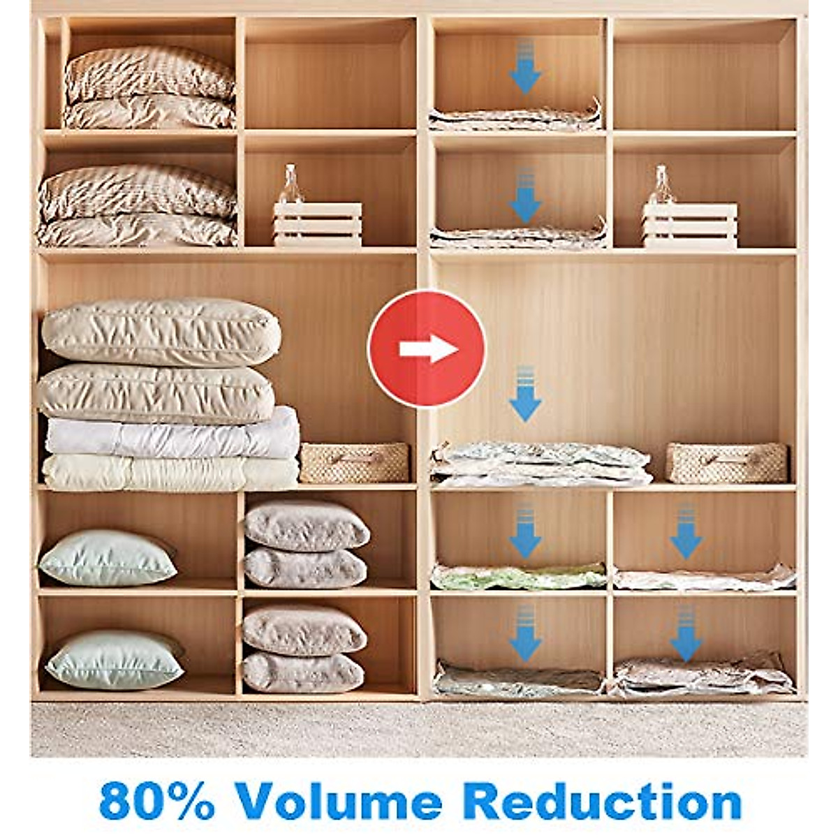 Vacuum Storage Bags Space Saving Bags for Comforters Clothes Pillow Bedding Blanket Storage, Free Travel Hand Pump Included (4 Pack Large - 31 * 24 inches)