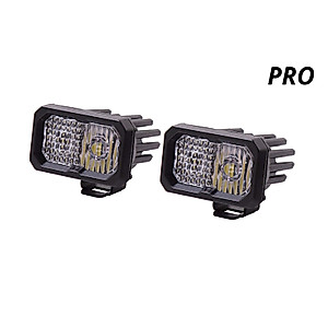Diode Dynamics Stage Series 2in SAE/DOT White Pro Standard LED Pod (pair), Spot w/Amber Backlight