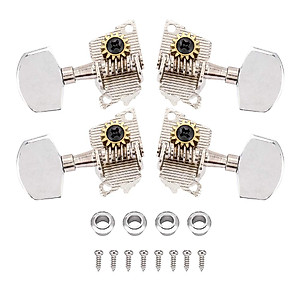 Bnineteenteam 2L2R Ukulele Tuning Peg,Silver Classical Machine Head Ukulele DIY Parts with Mounting Screws