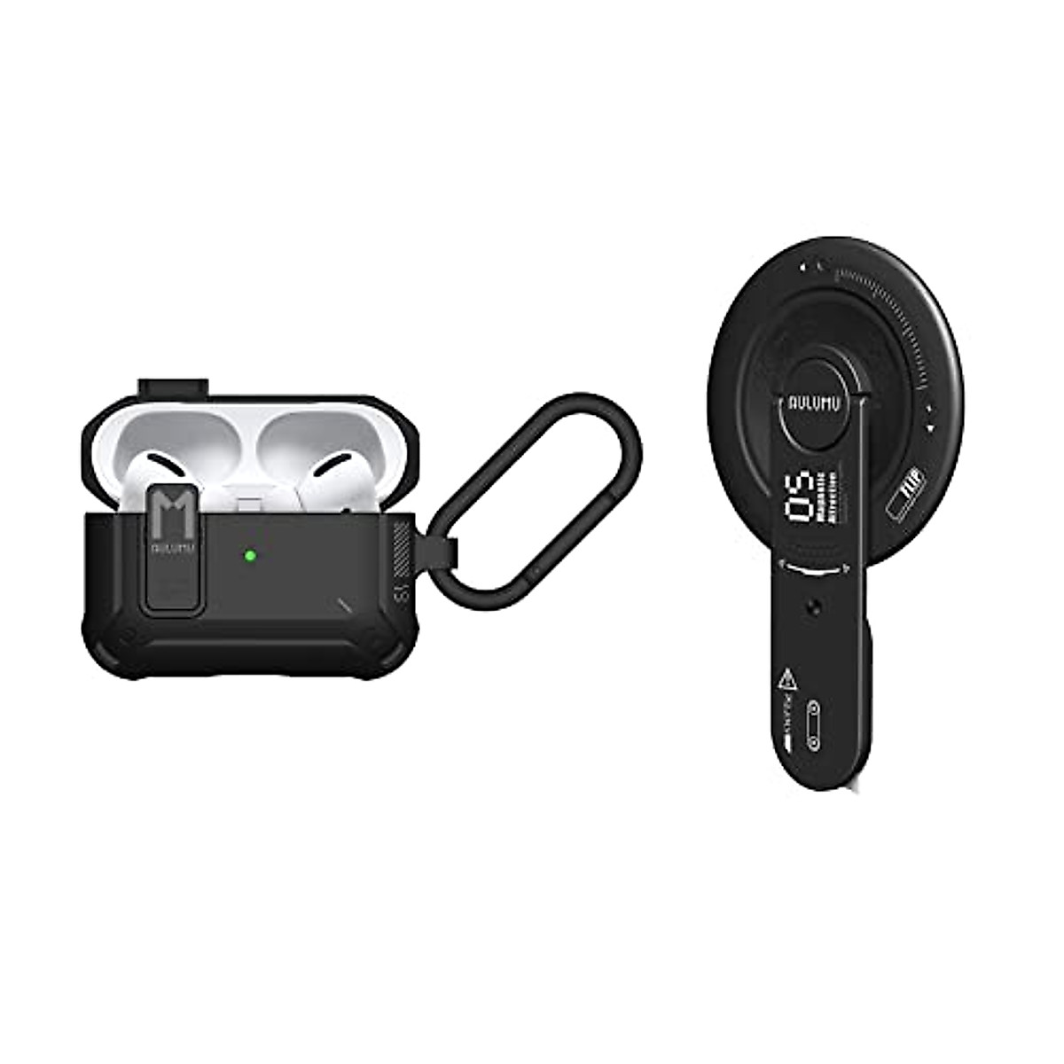 Aulumu AirPods Pro Case & Magnetic Phone Grip, Locking Case Support for AirPods Pro [2nd/1st Generation], Includes AirPods Pro Case and Magnetic Phone Holder