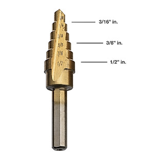 Neiko 10193A Titanium Step Bits, Unibit Set, 28 Sizes, High Speed Steel, Standard (SAE) Step Drill Bit Set, Step Bits for Metal. Unibit Step Drill Bits, Industrial Unibit
