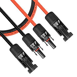 PNGKNYOCN 12AWG Solar Panel Extension Cord,3FT 4mm² Solar Panel Adaptor Cable (Black Cord + Red Cord) with Male and Female IP67 Weatherproof Connector