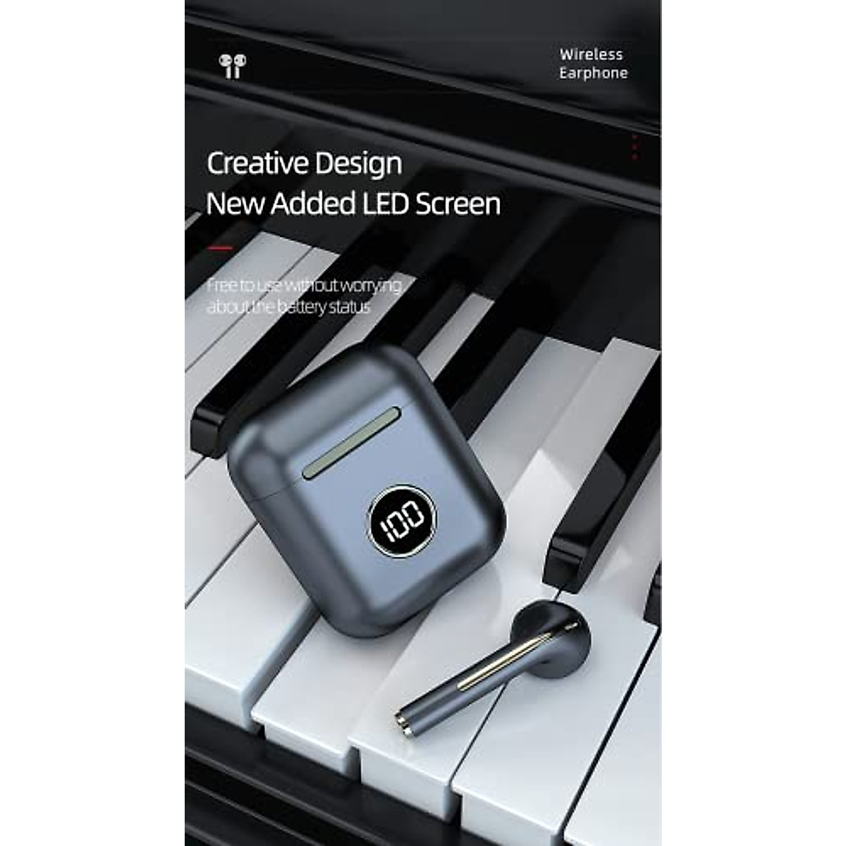 Kawii Wireless Bluetooth Earbuds X1, Headphones 50H Playtime with LED Digital Display Charging Case, Waterproof Earphones with Mic for Android iOS Cell Phone Computer Laptop