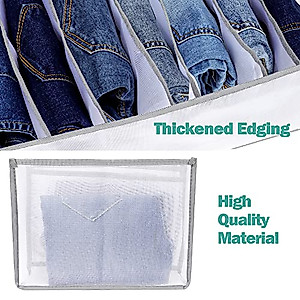 2 Pcs Wardrobe Clothes Organizer Upgrade Foldable Pants Clothes Drawer Organizers Large Washable Compartment Storage Box for Jeans T-shirts Leggings(7 Grids)