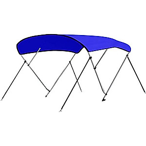 SereneLife 4 Bow Bimini Top Boat Cover - Front Hold-Down Straps and Rear Support Arms, Includes Mounting Hardware with 1 Inch Aluminum Frame (Blue), 4 Bow 8'L x 54" H x 85" - 90"
