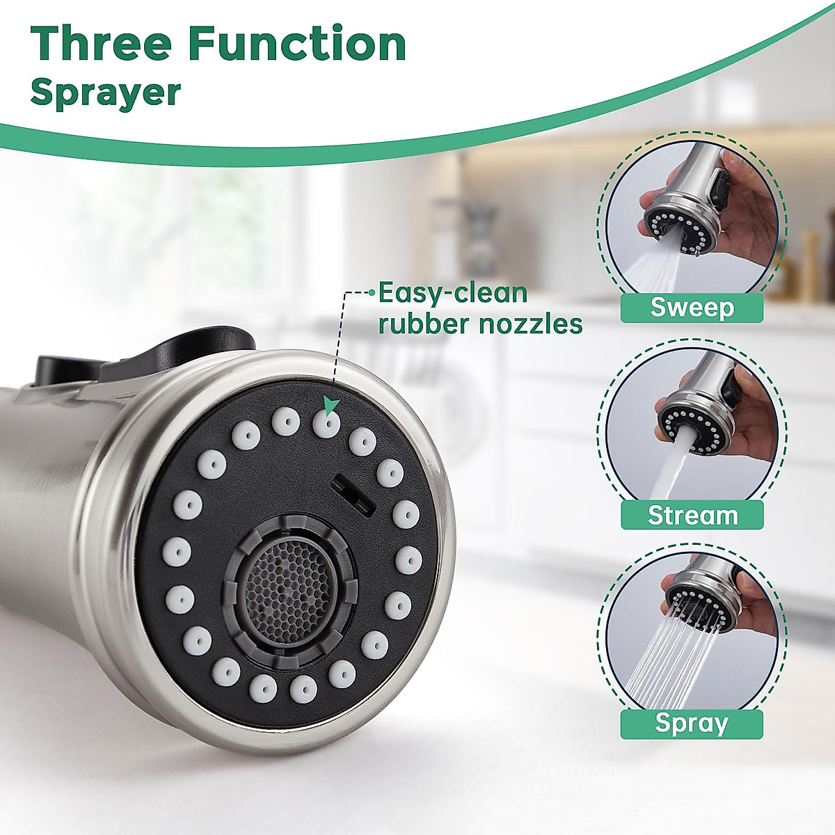 KPAIDA Touchless Kitchen Faucet with Pull Down Sprayer, Brushed Nickel Kitchen Sink Faucet with Deck Plate, Infrared Motion Sensor Smart Stainless Steel Single Handle High Arc Faucet for Kitchen Sink