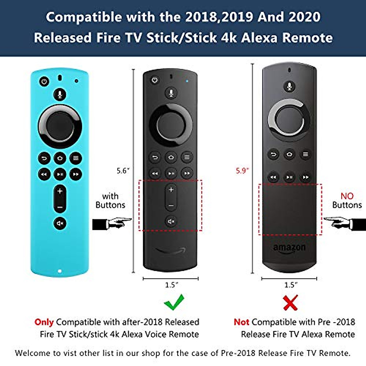 Pinowu Remote Case for Fire TV Stick 4K Compatible with All-New 2nd Gen Alexa Voice Remote Control Cover (2 Pack: Turquoise and Purple)