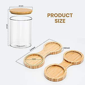 Glass Qtip Holder with Tray, CODOGOY Apothecary Jars with Lids for Bathroom Q tip Holder Bathroom Canisters for Cotton Balls Cotton Swabs Hair Ties Floss Perfume Jewelry