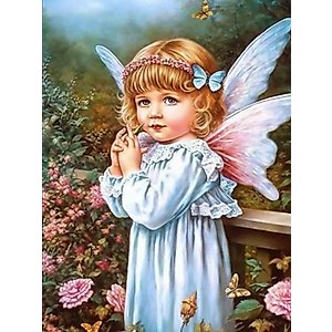Sheehow 5D Diamond Painting Kits for Adults Butterfly Angel, Full Drill Diamond Art Girl, Gem Pictures Paint by Numbers Art, DIY Cross Stitch Jewel Art Rhinestone Craft for Home Wall Decor 12X16 inch