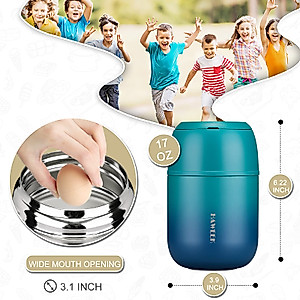 HAWEEK Insulated Food Container 17 oz Soup Thermos for Hot Food Adults, Stainless Steel Vacuum Lunch Box with Folding Spoon, Adult Thermos Portable with Handle for School, Office, Outdoor