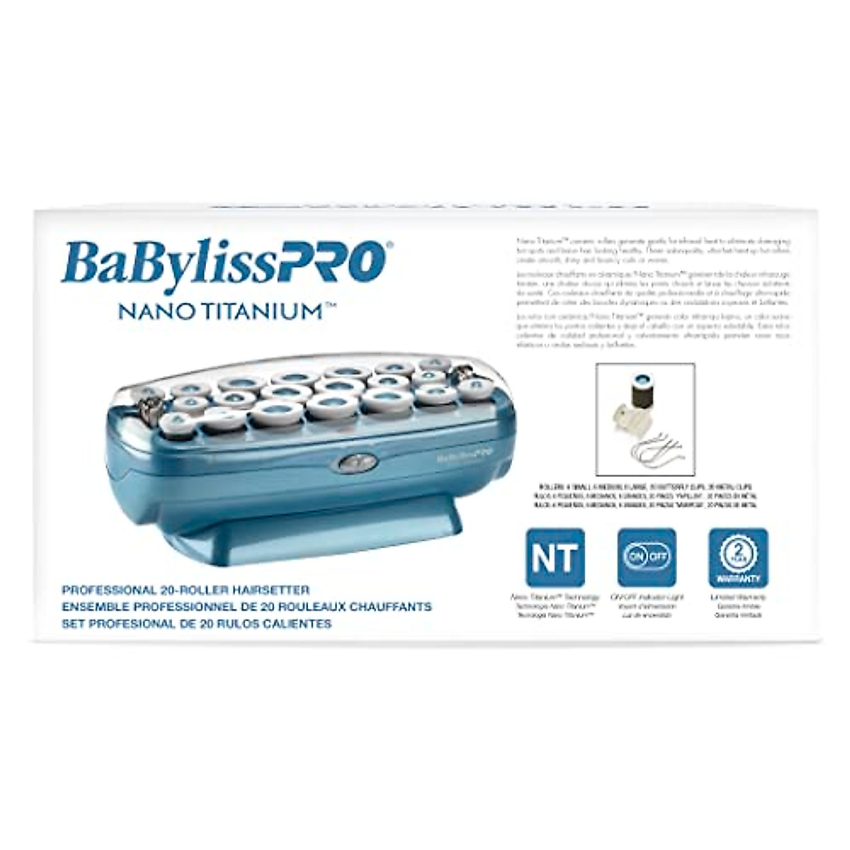 BaBylissPRO Nano Titanium Hot Rollers, 20 Count (Pack of 1)
