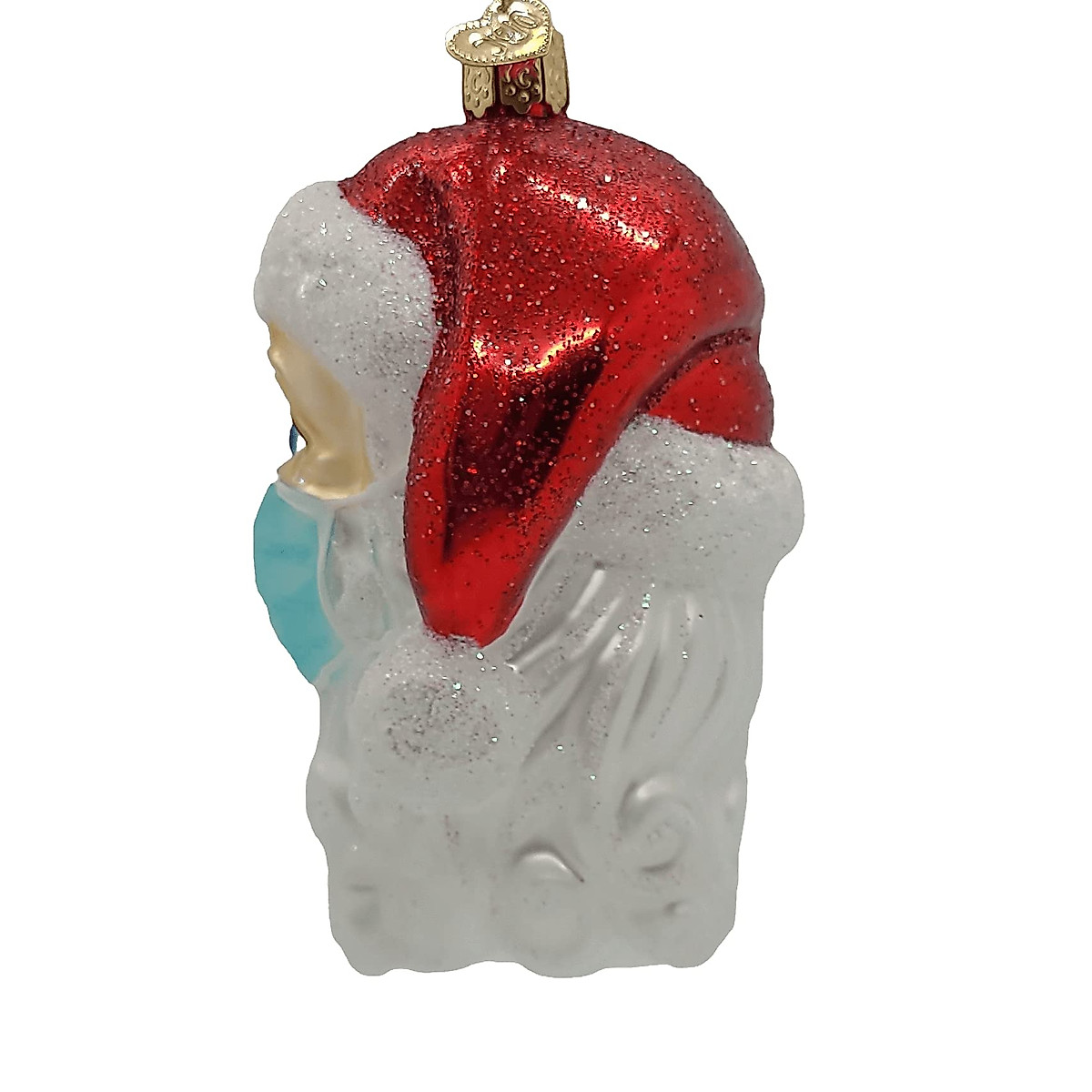 Old World Christmas Santa with Face Mask Blown Glass 2020 Unique Christmas Ornaments for Christmas Tree Decorations