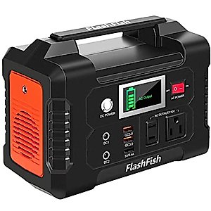 200W Portable Power Station, FlashFish 40800mAh Solar Generator With 110V AC Outlet/2 DC Ports/3 USB Ports, Backup Battery Pack Power Supply for CPAP Outdoor Advanture Load Trip Camping Emergency.