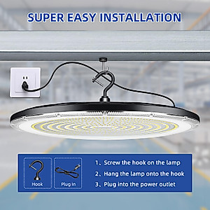 Gopretty 500W LED High Bay Lights 2 Pack, 55000LM Super Bright with Plug, UFO Commercial Industrial Warehouse Workshop Factory Barn Garage Area Lighting Fixture