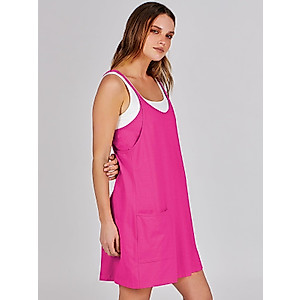 ANRABESS Women Summer Mini Romper Dress Workout Tennis Active Sports Athletic Outfits Built in Shorts Trendy Vacation Hot Pink X-Large