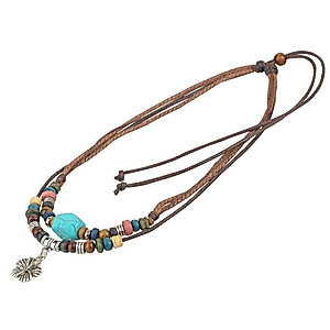 Ancient Tribe Adjustable Hemp Cords Wood Beads Beaded Choker Necklace