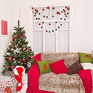 Felt Ball Garland Felt Banner Holiday Holly and Berries Felt Banner Pom Pom Garland Decoration Holiday Decor (6 Pieces)