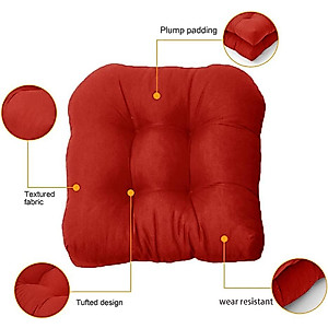 AALLYN Patio Chaise Lounger Cushion 2 Pack Chair Pads for Sofa Overstuffed Fade Resistant Tufted Seat Cushion Patio Furniture Cushions for Wicker Chair(Color:Red)