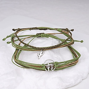 The Brass Horse Cute Cactus Charm String Bracelets for Women Adjustable Colorful Braided Handmade Beach Bracelets Cactus Gifts Jewelry for Women Men Cactus Lovers Inspirational Gift