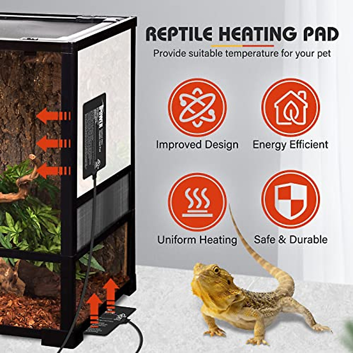 iPower 4X7 Inch 4W Under Tank Heater Warmer, 1-5 Gallon Terrarium Heat Mat for Hermit Crab/Turtle/Snake/Lizard/Gecko/Frog/Spider, Plant Box or Other Small Animals