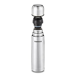 Pioneer Flasks SVF1000 Pioneer Insulated Vacuum 1000ml 1 Litre Travel Flask, 18/10 Stainless Steel - Keeps Drinks Hot for 8 Hours