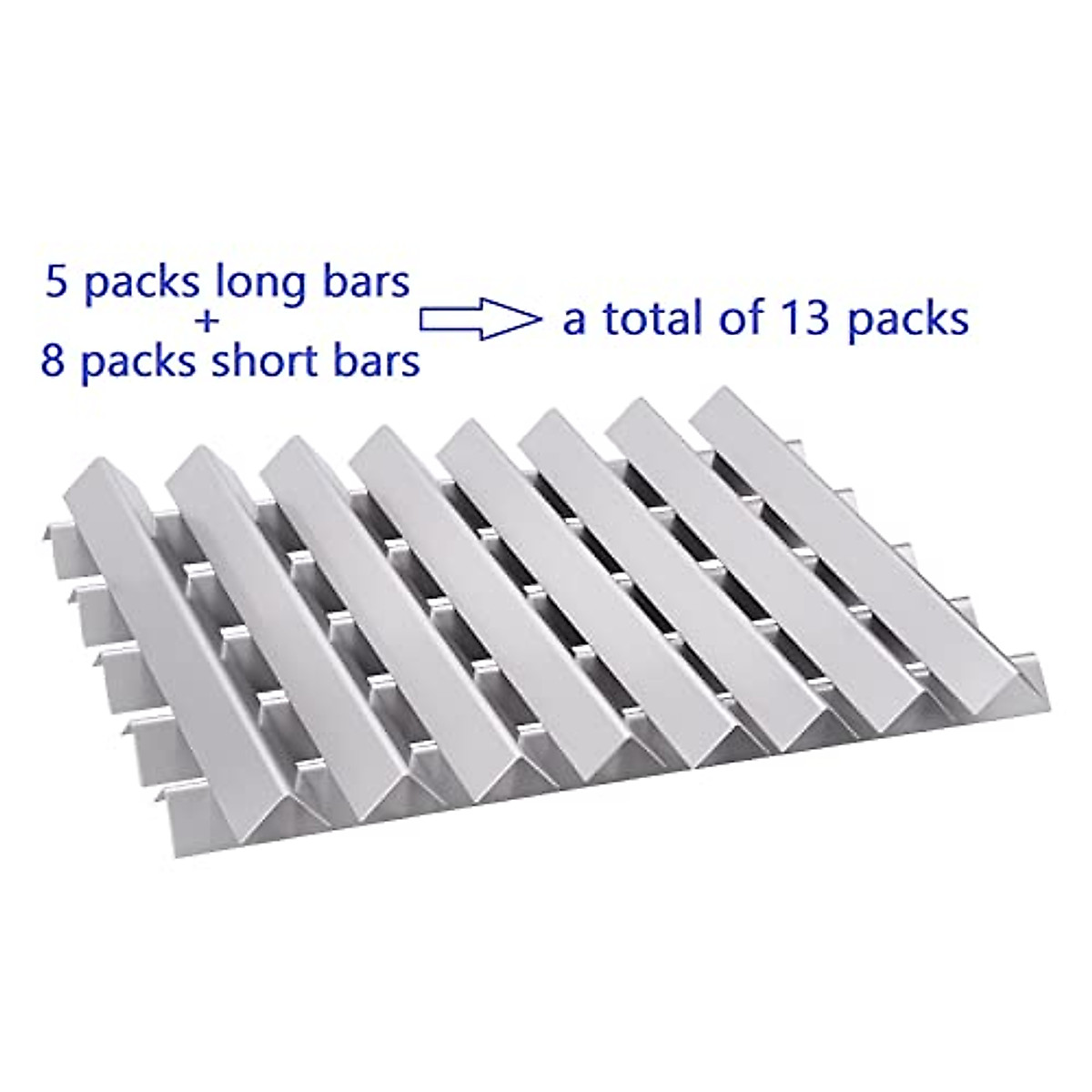 GasSaf Flavorizer Bars Replacement for Weber 7538, Genesis 1000-5000, Genesis I-IV, Genesis Platinum I & II, Stainless Steel Flavor Bars(Set of 13-Pack)