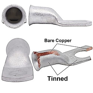 TKDMR 10pcs 1/0 Awg-3/8" Ring Marine Grade Copper Wire Lugs,with 3:1 Heat Shrink Tubing,UL Battery Cable Ends,Heavy Duty Cable Lugs,Tinned Copper Eyelets,Tubular Ring Terminals