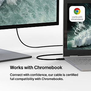 Belkin USB Type C to HDMI 2.1 Cable, 6.6FT/2M Cable with 8K@60Hz, 4K@144Hz, HDR, HBR3, DSC, HDCP 2.2, Works with Chromebook Certified, Compatible with MacBook, iPad Pro and Other USB C Devices