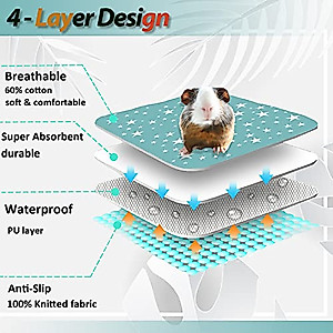 HERCOCCI 2 Pack Guinea Pig Cage Liners, Super Absorbent – Reusable & Washable Guinea Pig Pee Pads Bedding for Hamsters Rabbits Chinchilla Gerbil Hedgehog Rat and Other Small Animal 27’’ x 19’’