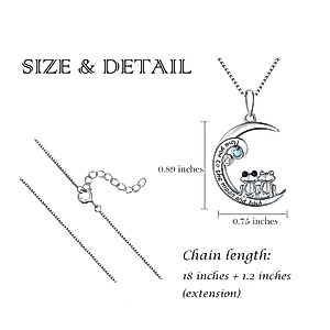 ABBGIABBW Frog Necklace S925 Sterling Silver I Love You to the Moon and Back Cute Animal Moon Pendant Necklaces Jewelry Gift for Women Sister