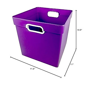 Romanoff ROM72506-3 Plastic Cube Bin, 11.5 x 11-Inch x 10.5-Inch, Purple, Pack of 3