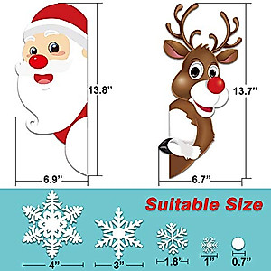 HINZER 310Pcs Christmas Window Clings Christmas Window Decorations Xmas Window Flakes Christmas Decals for Home Deer Santa Claus and Snowflakes