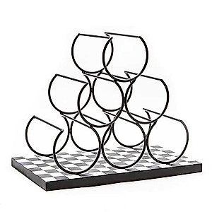 MACKENZIE-CHILDS Courtly Check Wine Rack, Decorative Wine Storage, Standing Wine Rack for Kitchen Counter or Bar Shelves
