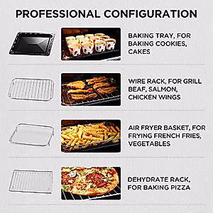 Neretva Air Fryer Toaster Oven Large 21 QT, 5 In 1 Countertop Oven, Fit 8" Pizza Convection Air Fryers Oven for Family, Include 6 Accessories & Cookbook, Stainless Steel, ETL Certified, Vintage Green