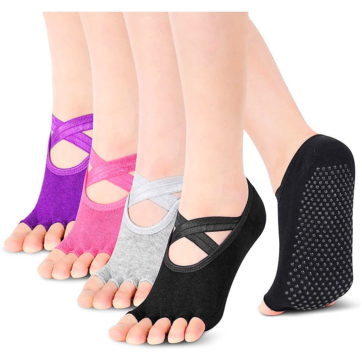 sockfun Women Yoga Toe Socks Toeless Socks Yoga Socks Pilates Socks Barre Socks Dance Socks Workout Socks Ballet Socks, Yoga Gifts For Women Workout Gifts Dancer Gifts