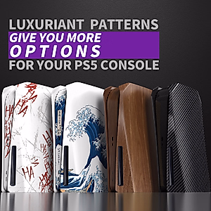 eXtremeRate eXcover Wood Grain Top Bottom Cover Compatible with ps5 Console Disc Edition, Replacement Faceplate Backplate Shell Skin Compatible with ps5 Console Disc Version - Console NOT Included