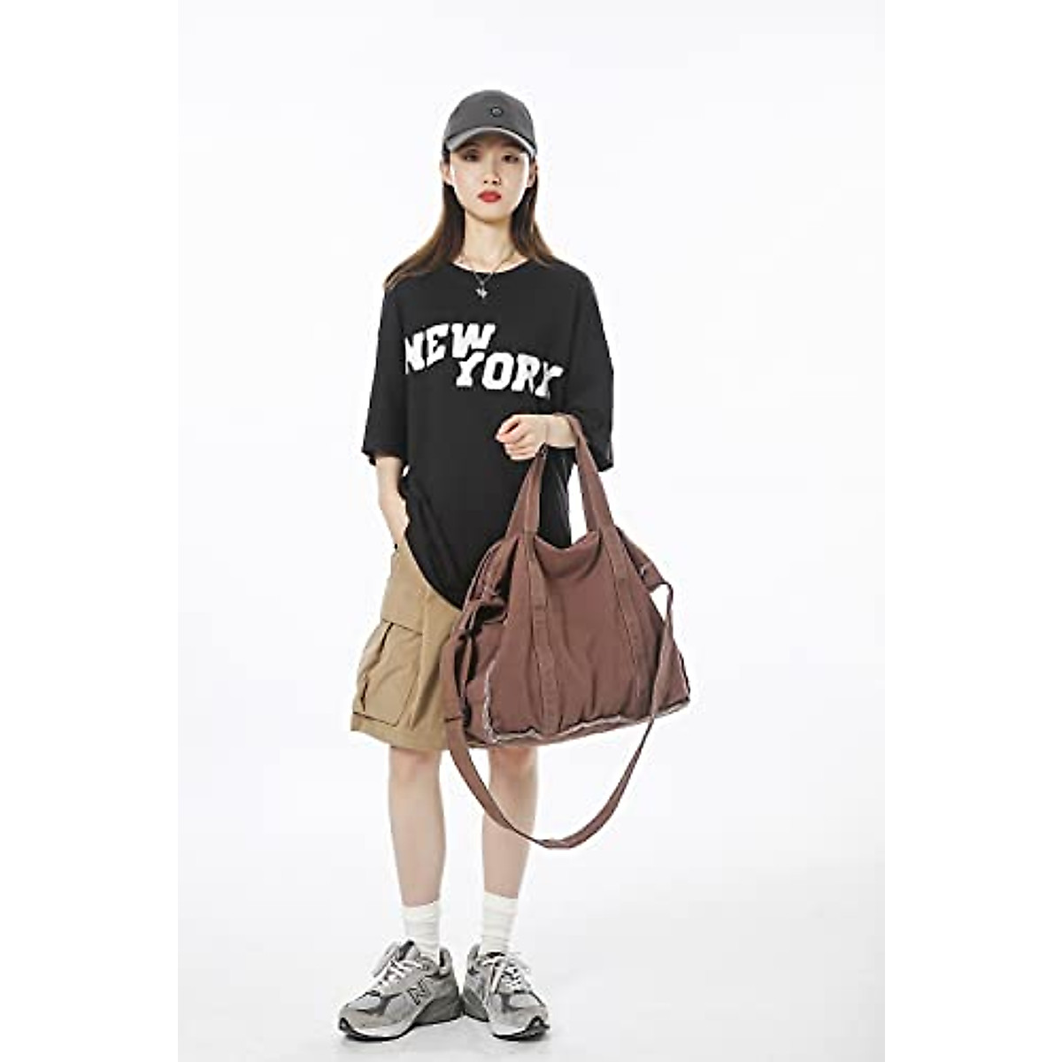 Micmores Tote Bag for women, Retro Hobo Purse Crossbody Handbag Large Canvas Shoulder Bags for School Work Travel Shopping(Brown)