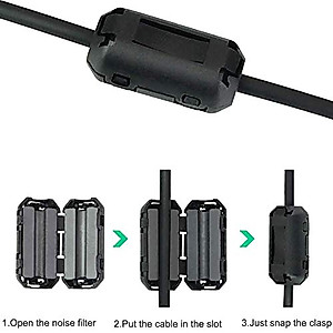 XShine Pack of 20 Clip-on Ferrite Ring Core Black RFI EMI Noise Suppressor Cable Clip for 5mm/7mm/9mm/13mm Diameter Cable
