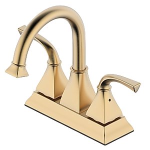 Derengge Centerset Bathroom Faucet, Brushed Gold Bathroom Sink Faucet, 4 Inch Two Handle Lavatory Faucet with Push up Pop-up Drain,F-4015-BG