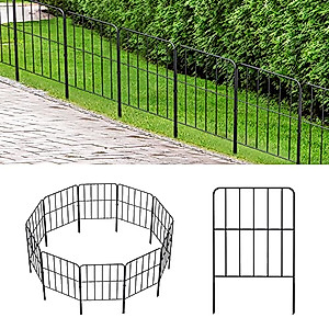 OUSHENG Decorative Garden Fence 10 Pack, Total 10ft (L) x 24in (H) No Dig Rustproof Metal Wire Fencing Border Animal Barrier, Flower Edging for Landscape Patio Yard Outdoor Decor, Square