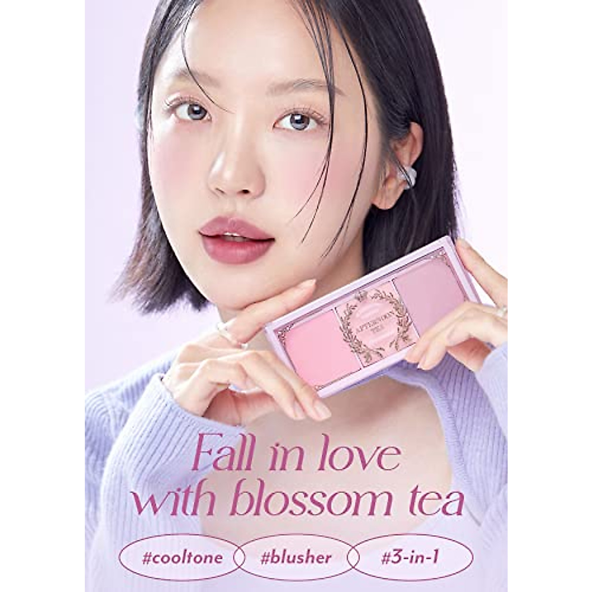 I'm Meme Palette - Afternoon Tea Blusher | Blossom Tea Blended, Cool Tone Blush for Cheek, Soft Pink, Peach, Lavender, 3 Shades Palette, Matte Powder Blush for Face & Cheeks, For All Skin Tones, 0.4oz