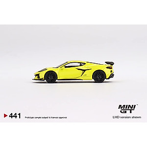True Scale Miniatures Model Car Compatible for 2023 Chevrolet Corvette Z06 Accelerate Yellow 1/64 Diecast Model Car MGT00441