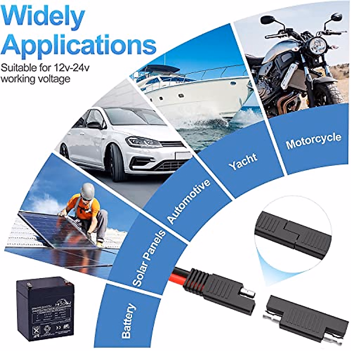 Cllena SAE Extension Cable 20FT SAE to SAE Extension Cord 10AWG SAE Quick Disconnect Adapter Wire Harness for Automotive RV Solar Panel Battery Motorcycle Cars Tractor Trolling Motor