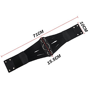 Moessa Women's 7 Inch Wide Lattice Corset Waspie Elastic Waist Belt V792-Black-One Size